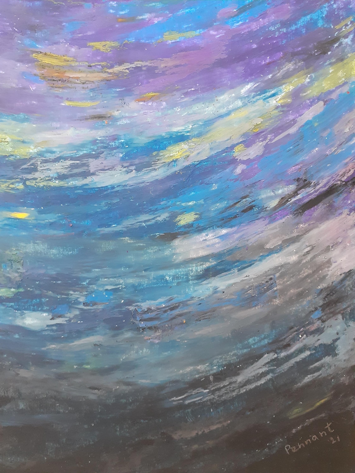 Oil Pastel Abstract, Original Oil Pastel, Colorful Art, Colorful Oil ...