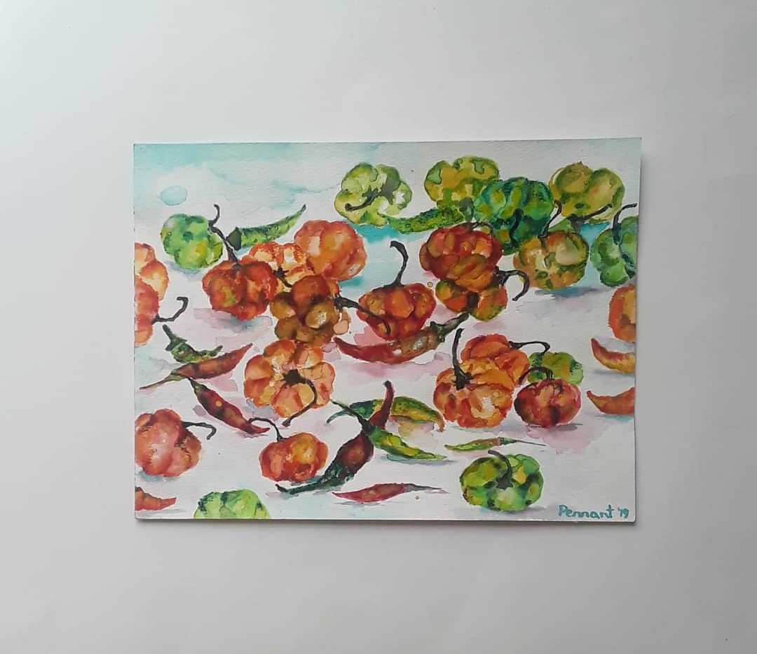 Watercolor Peppers, Watercolor Painting, Still Life Peppers, Pepper ...