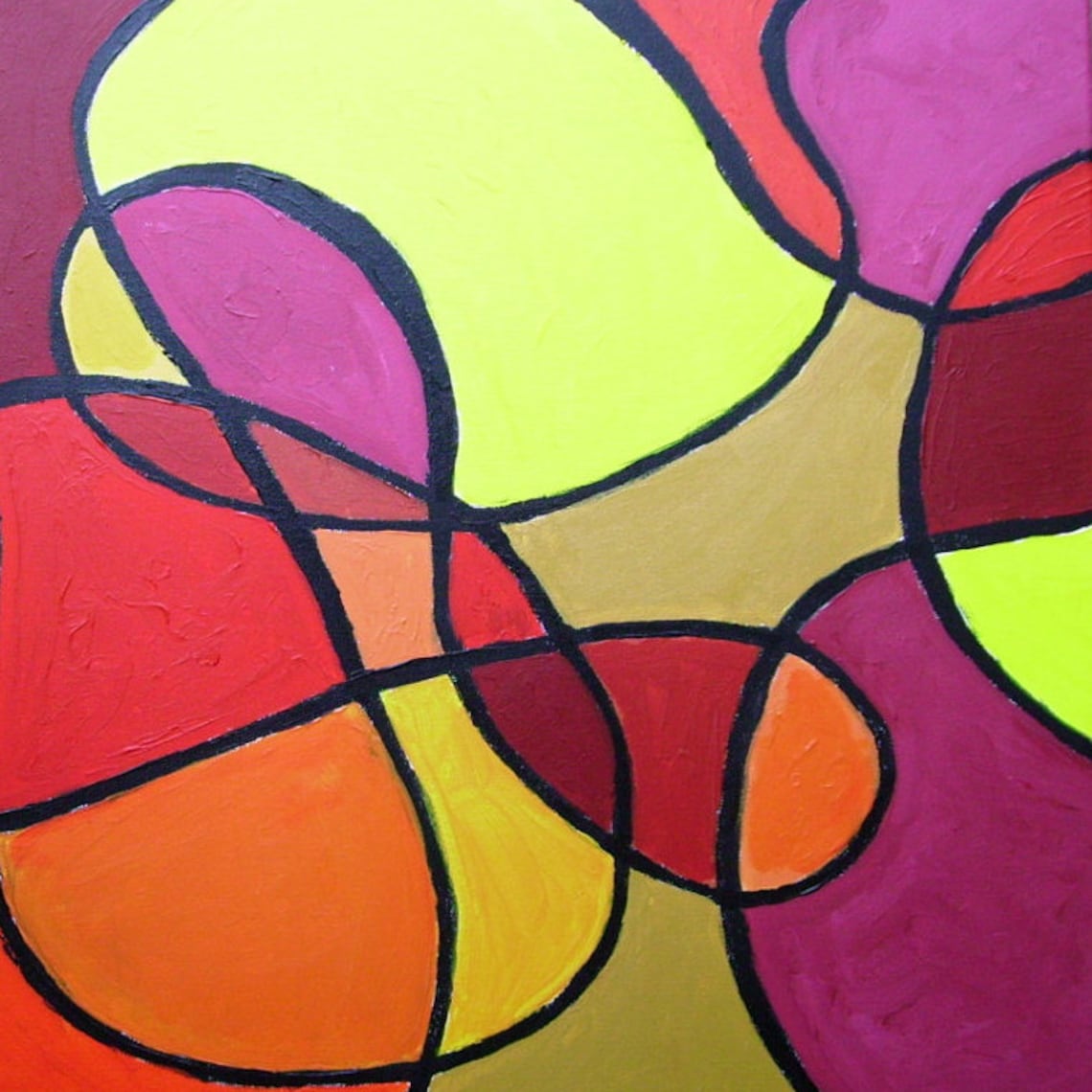 Warm Colors Abstract Acrylic Painting, Original on 24x28 Canvas, Wall ...
