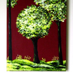 Yellow Spring Trees, Acrylic Painting, Canvas Art, Home Decor, Tree ...