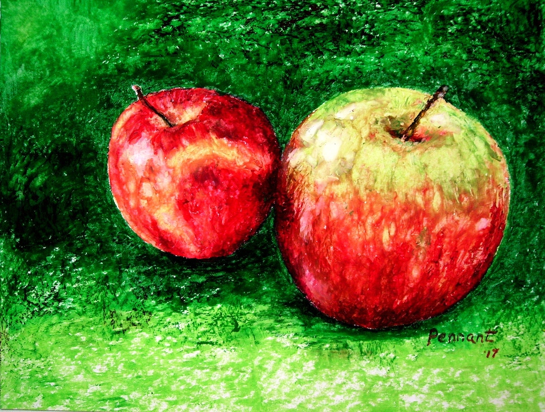 Apple Drawing, Fruit Drawing, Fruit Art, Kitchen Art, Small Drawing ...
