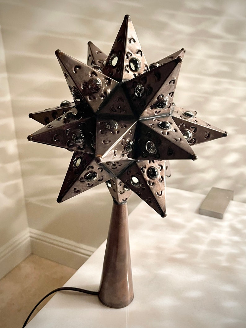 Tin Punched Handmade Star Tree Topper Handmade Brown With - Etsy