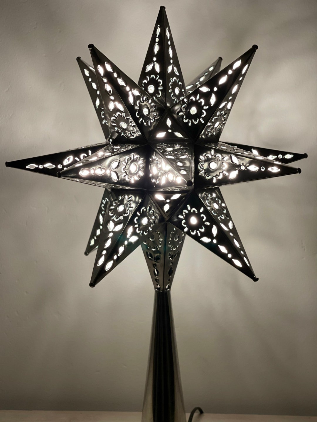 XL Tin Punched Handmade Star Tree Topper Handmade X-large Silver No ...