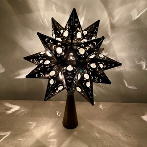 Tin Punched Handmade Star Tree Topper Handmade Brown With Clear Marbles ...