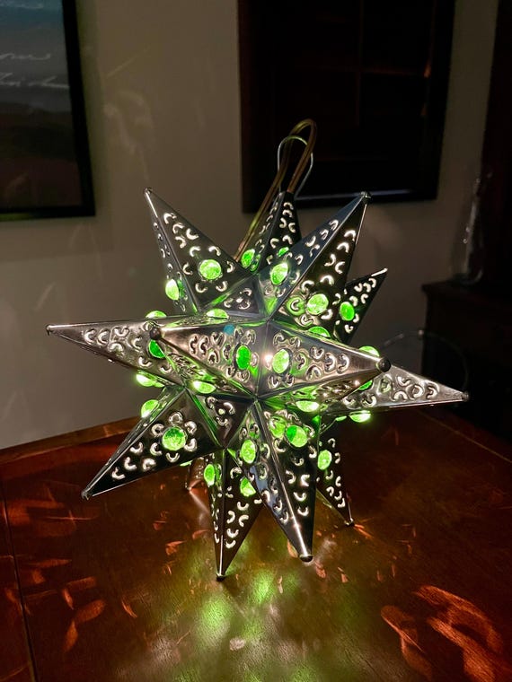 Vintage Metal Star Lights 16 Inch Moravian Hanging Tin Star Light