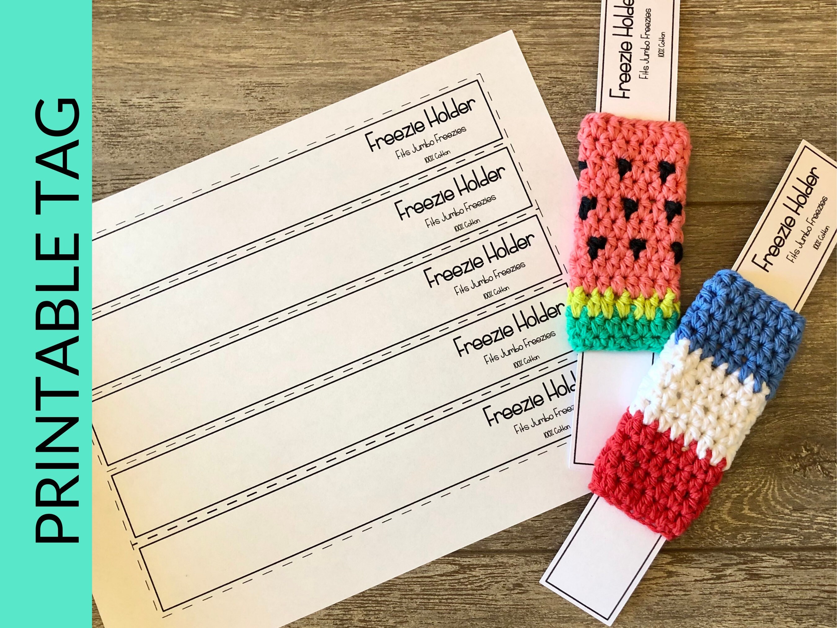 Printable Crochet Freeze Pop Insert Tag. PDF Downloadable Tags for ...