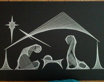 Christmas Nativity String Art, Unique Nativity, Christmas Decoration, Nativity Wall Art ...