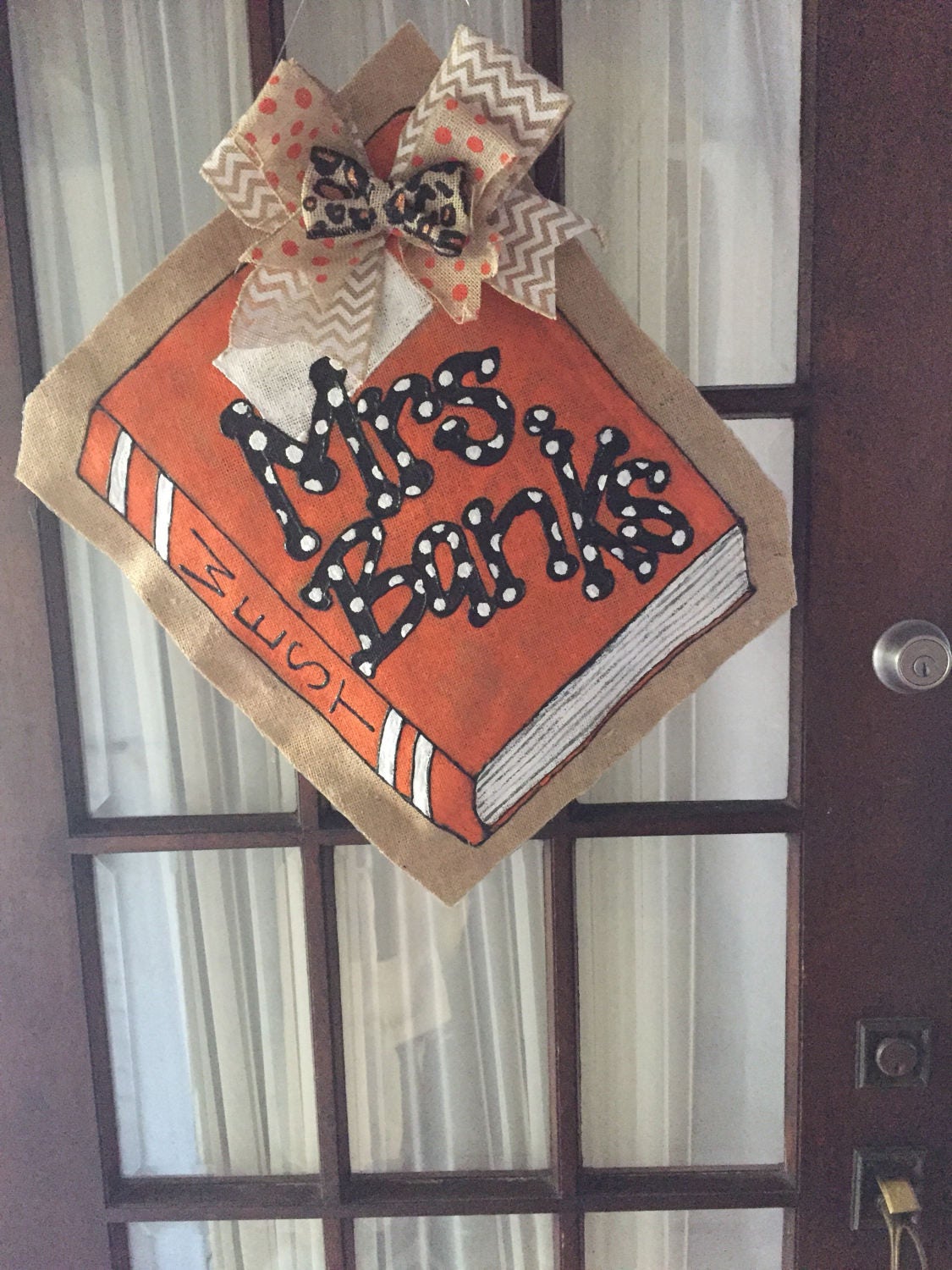 Teacher Book Burlap Door Hanger - Etsy