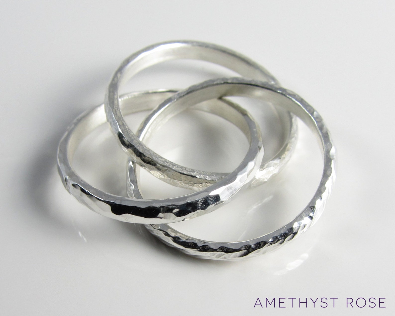 Hammered Russian Ring ~ Sterling Silver Intertwined Rings ~ Interlocked ...