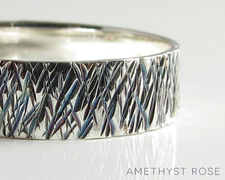Sterling Silver Hammered Patina Ring ~ Handmade Textured Ring Band ...