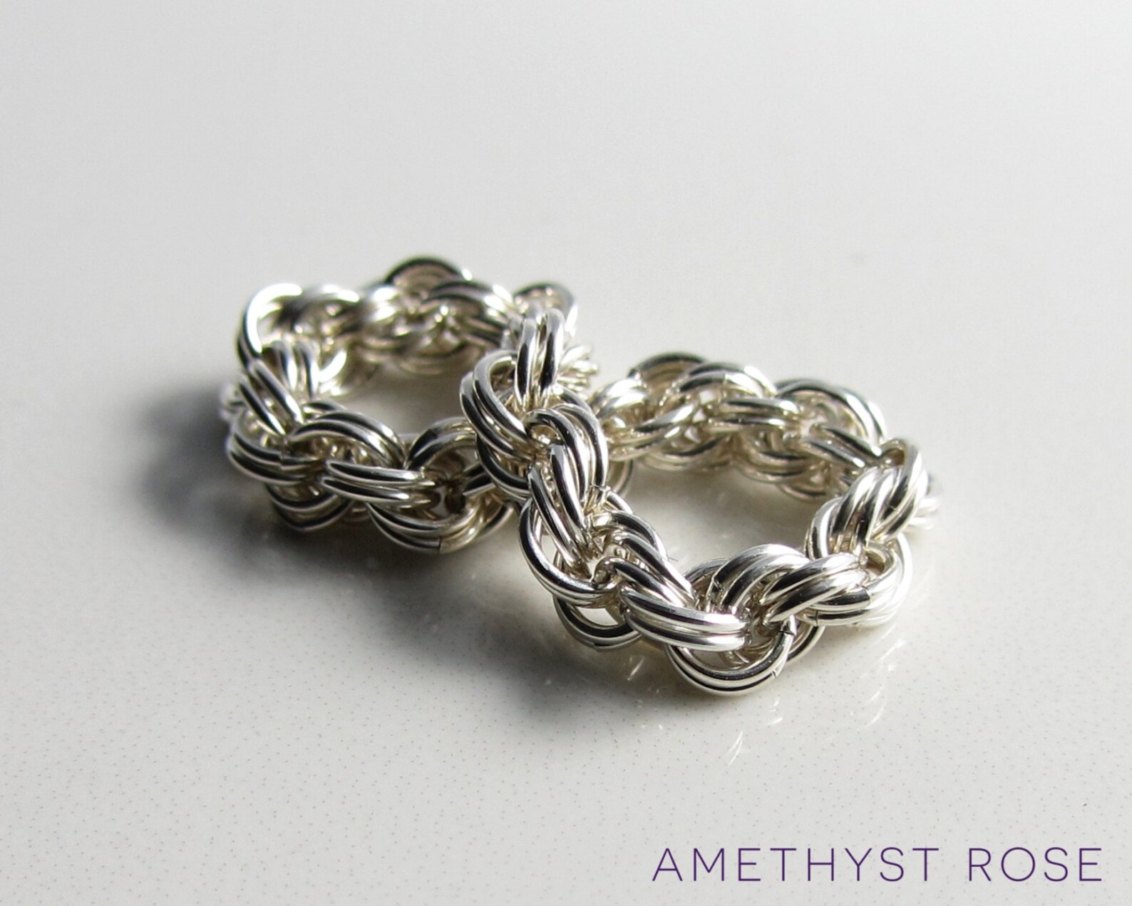 Silver Rope Ring Sterling Silver Chain Maille Ring Flexible Ring Spiral ...