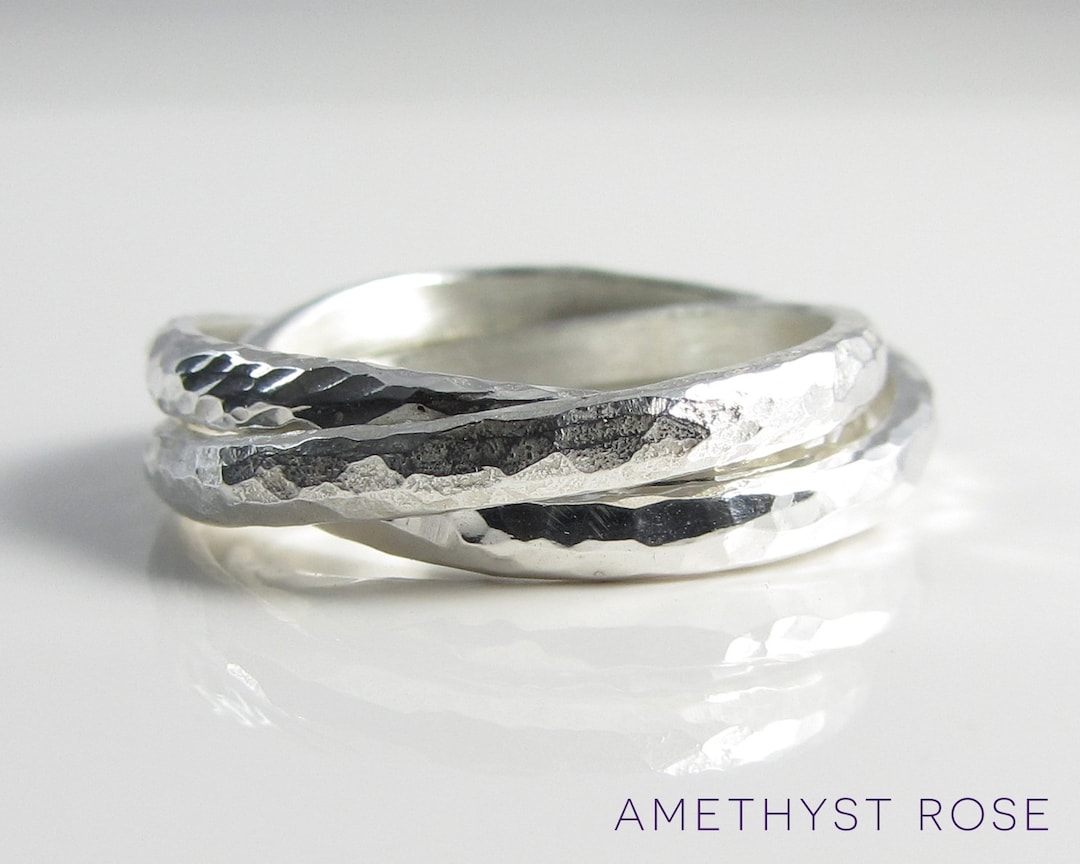 Hammered Russian Ring ~ Sterling Silver Intertwined Rings ~ Interlocked ...