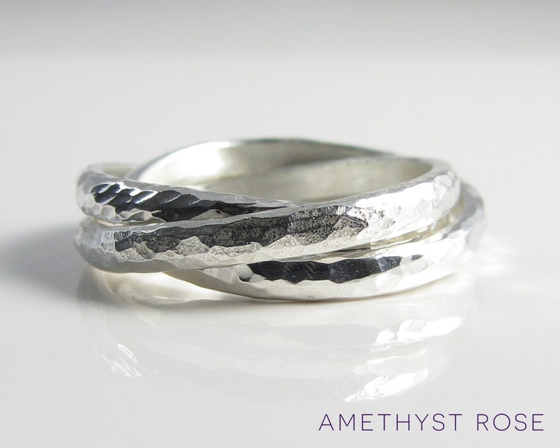 Hammered Russian Ring ~ Sterling Silver Intertwined Rings ~ Interlocked ...