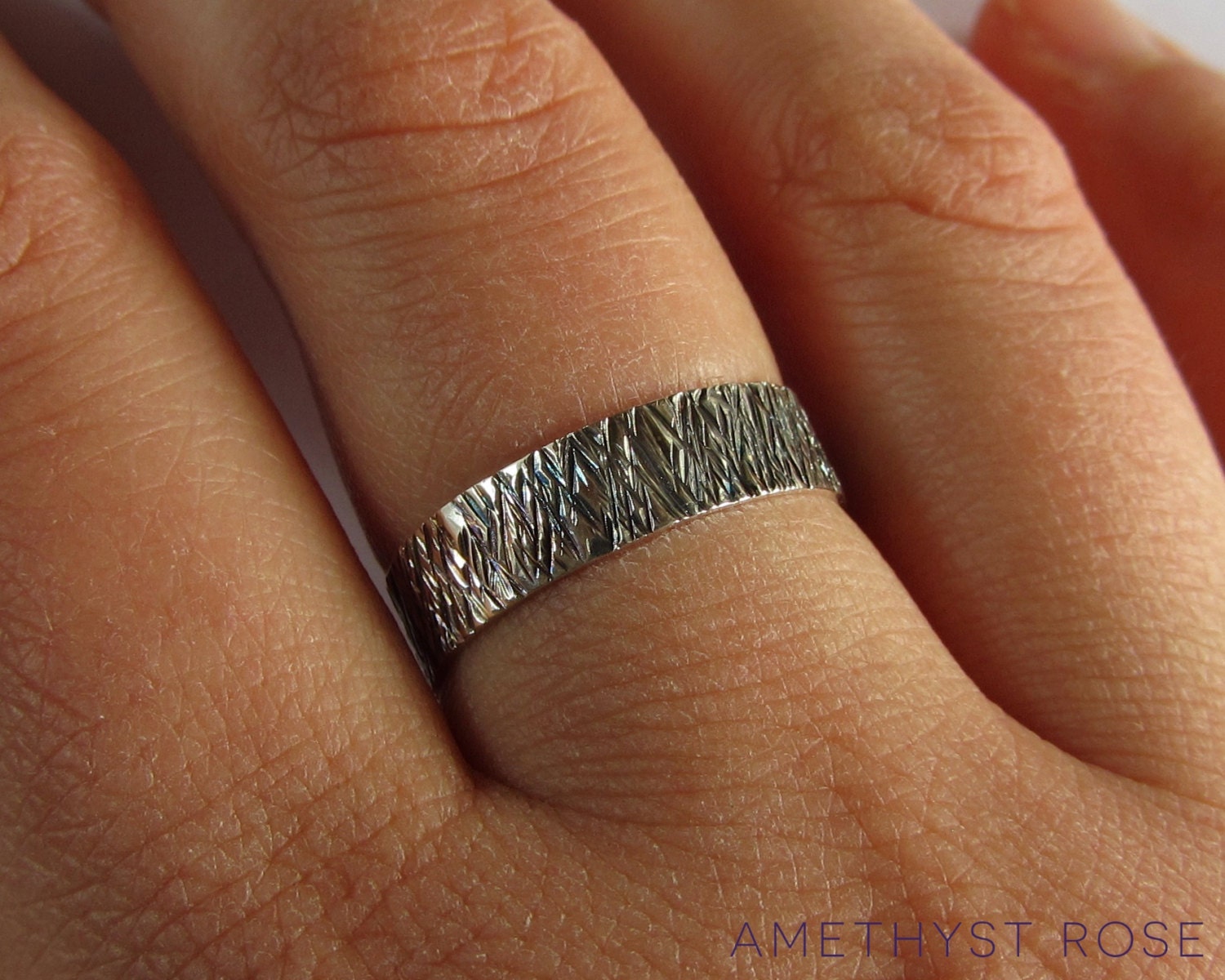 Sterling Silver Hammered Patina Ring ~ Handmade Textured Ring Band ...