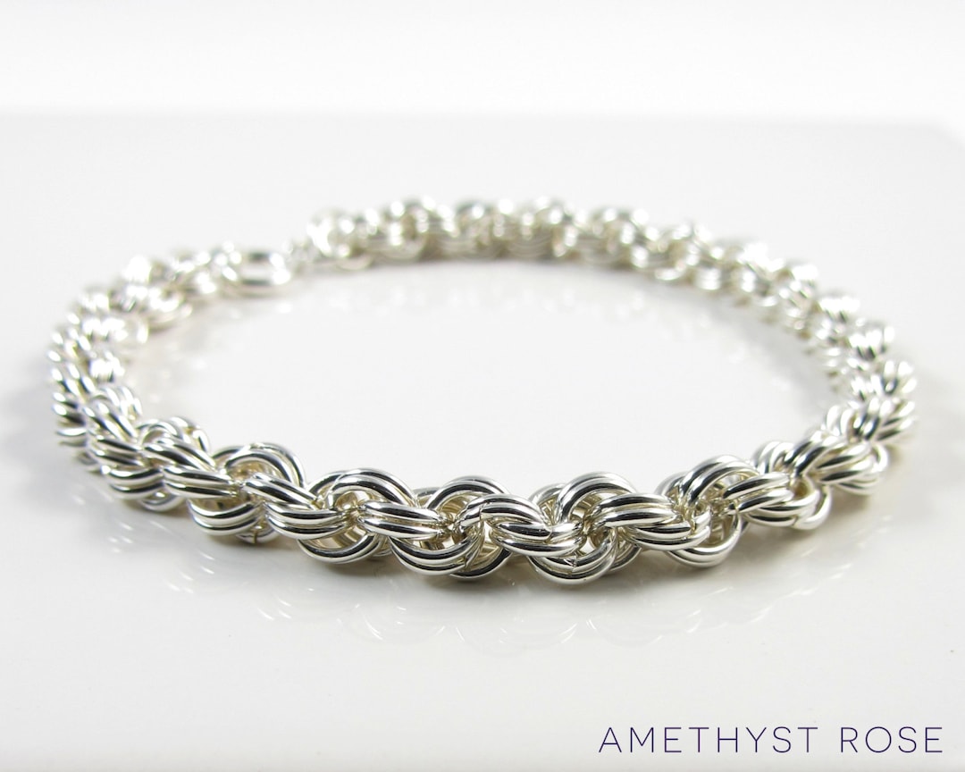Silver Rope Bracelet ~ Sterling Silver Chain Maille Bracelet ...