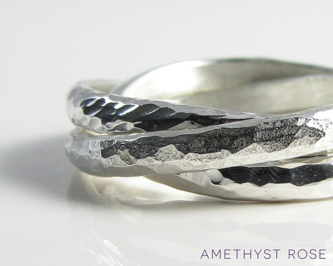 Hammered Russian Ring ~ Sterling Silver Intertwined Rings ~ Interlocked ...