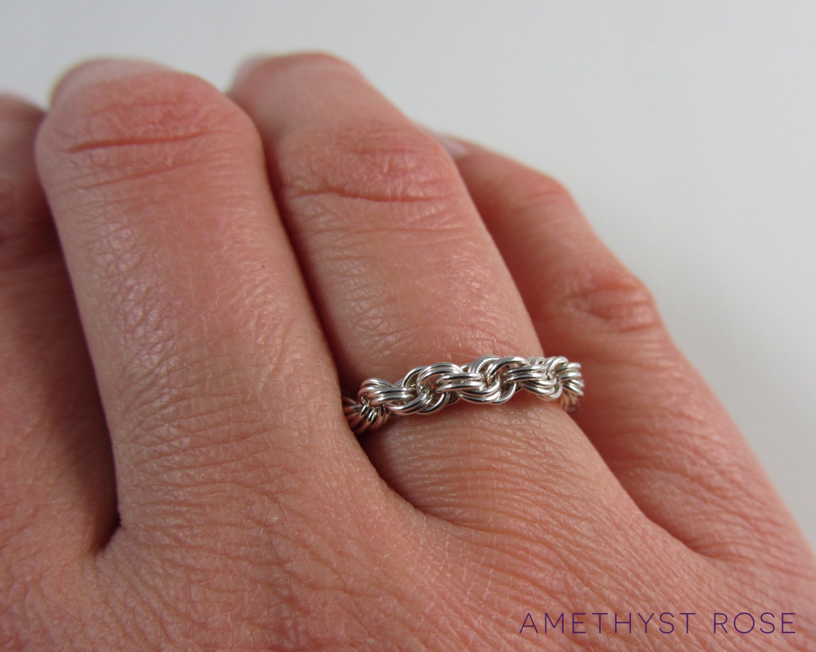 Silver Rope Ring Sterling Silver Chain Maille Ring Flexible Ring Spiral ...