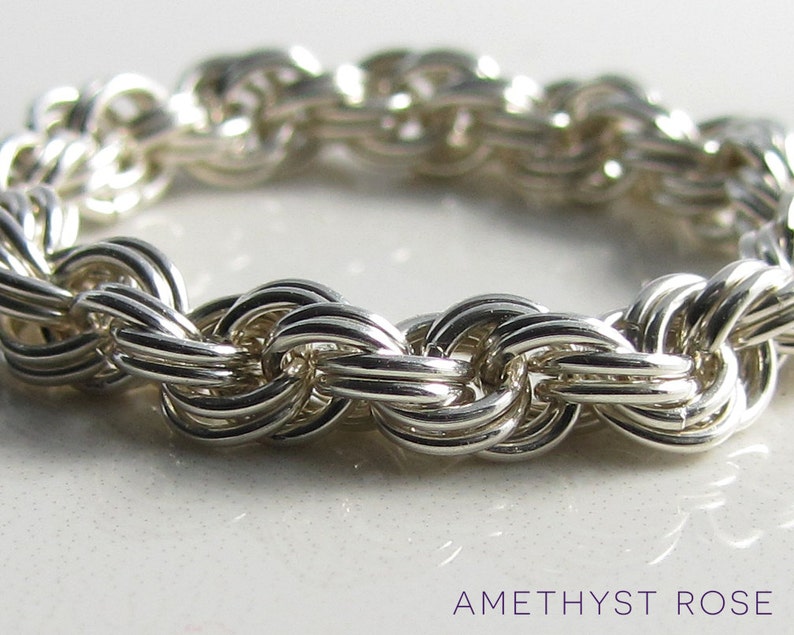 Silver Rope Ring Sterling Silver Chain Maille Ring Flexible Ring Spiral ...