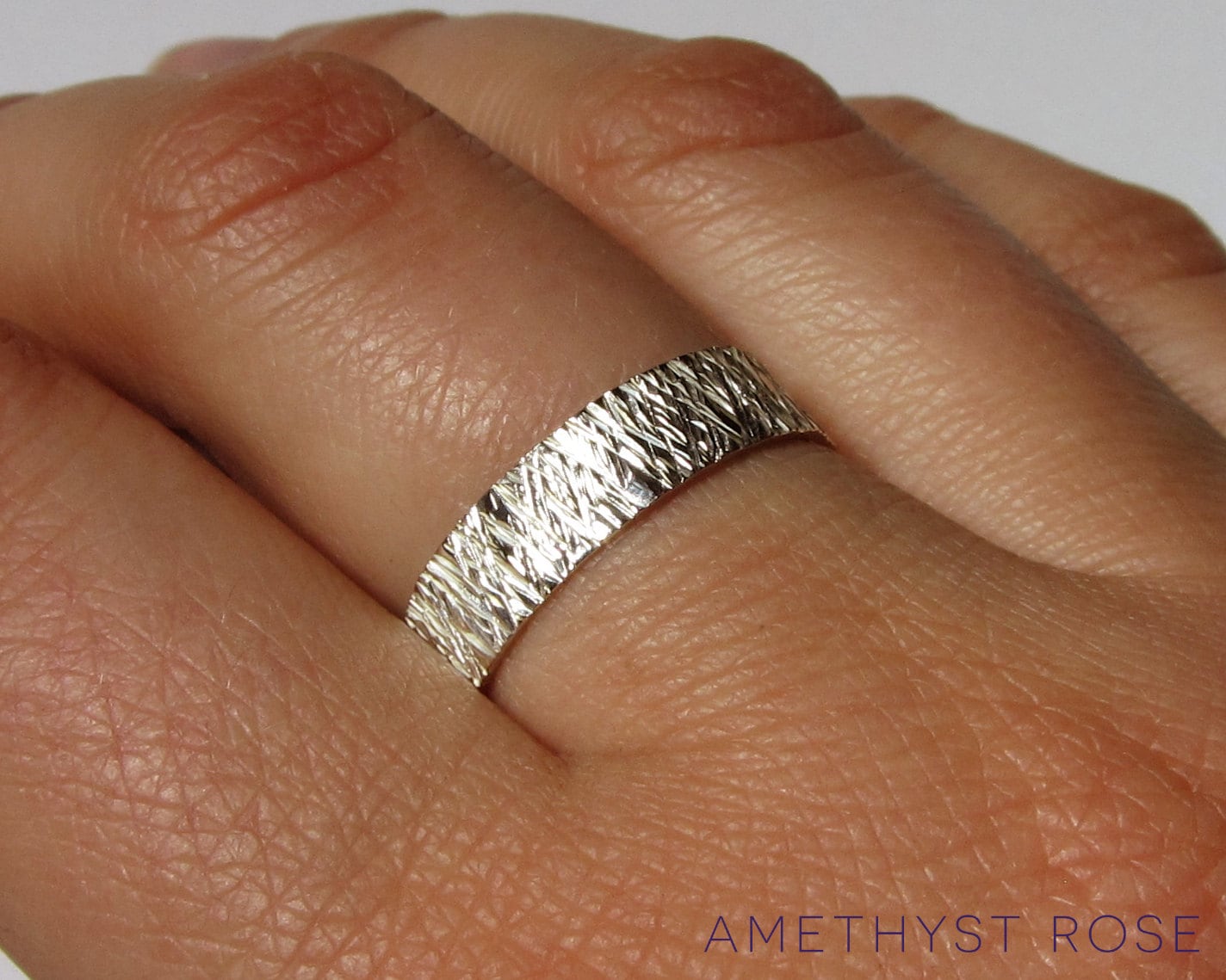 Sterling Silver Hammered Ring Handmade Textured Ring Band - Etsy