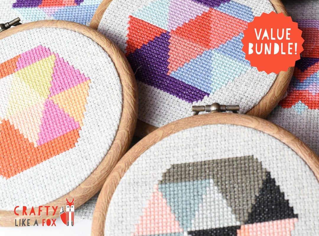 Super Hexagon Rainbow Cross Stitch Mega Pack - Five Different Colour ...