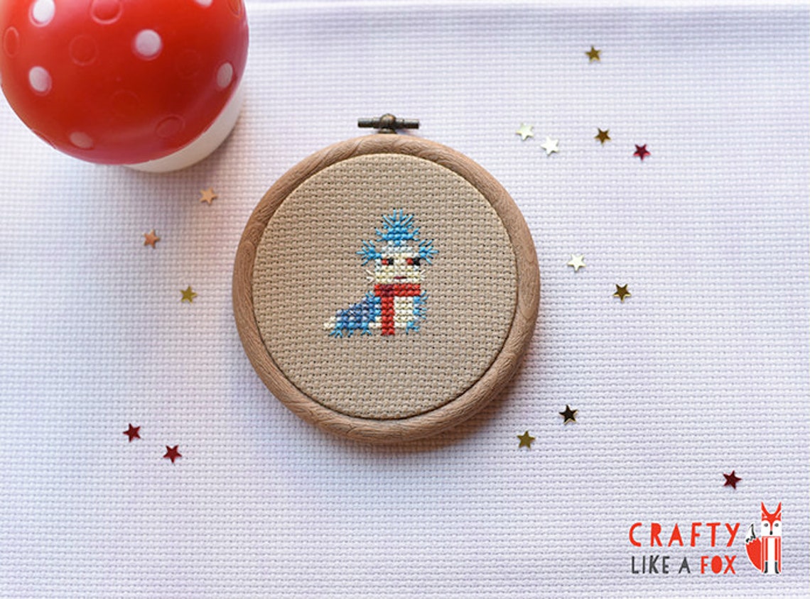 William the Worm Labyrinth cross stitch Ello Worm modern | Etsy