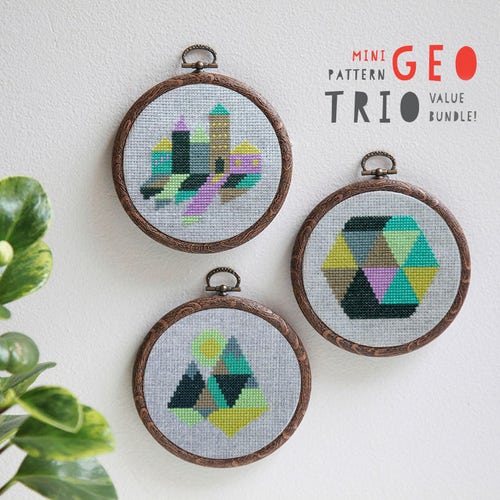 Geo Trio Cross Stitch Pattern PDF Downloads Three Easy | Etsy