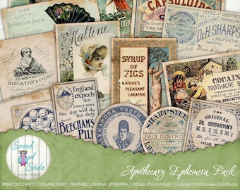 Vintage Apothecary Labels Digital Set 1 - Etsy