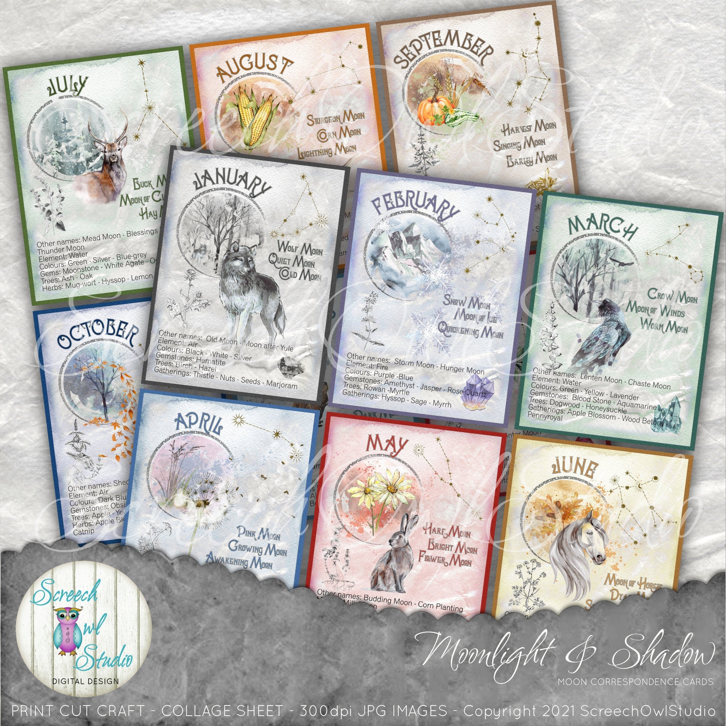 Moon Correspondence Cards Celestial Journal Cards Book of - Etsy