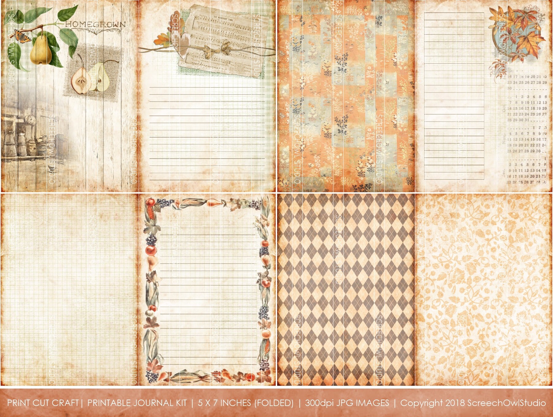 Printable Journal Pages 5 X 7 Inch Digital Journal Kit | Etsy