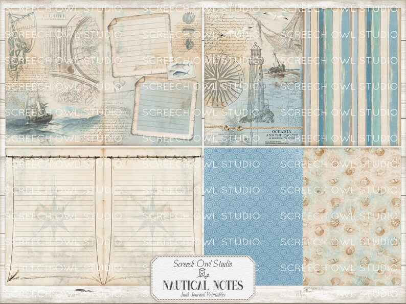 Nautical Journal Printable: Ephemera & Paper Craft Supplies (digital ...
