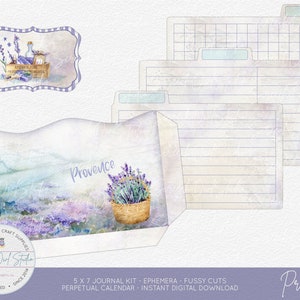 French Lavender Journal Kit, Perpetual Calendar, Fussy Cuts, Journal ...
