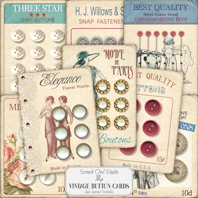 Vintage Button Cards - Etsy