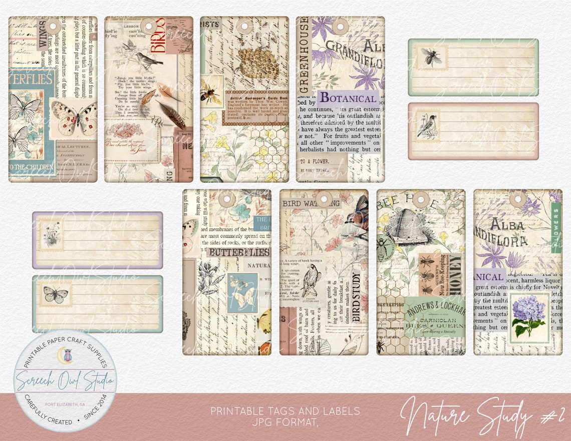 Journal Tags and Labels Printable Junk Journal Ephemera Gift - Etsy