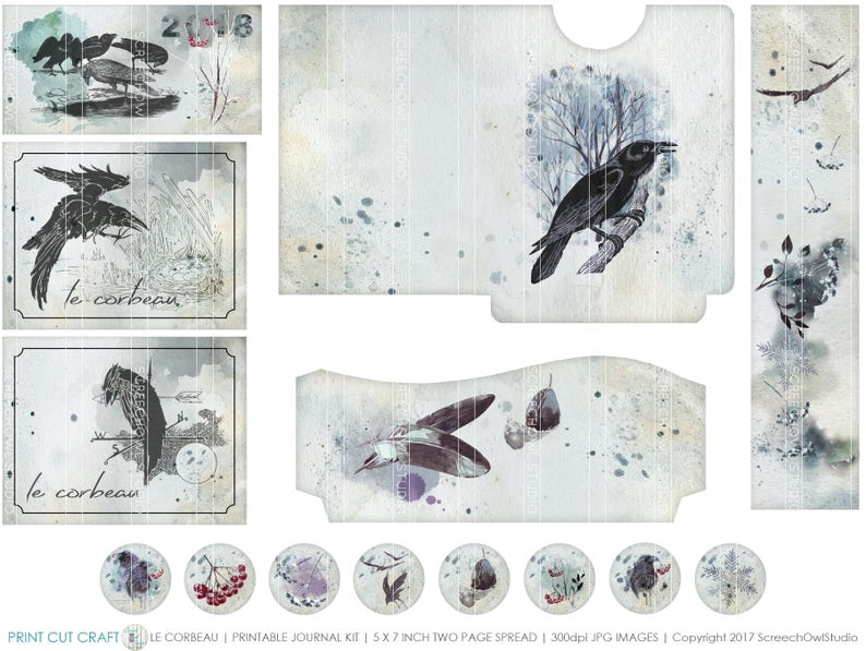 Raven Crow Printable Journal Pages 5 X 7 Junk - Etsy Australia