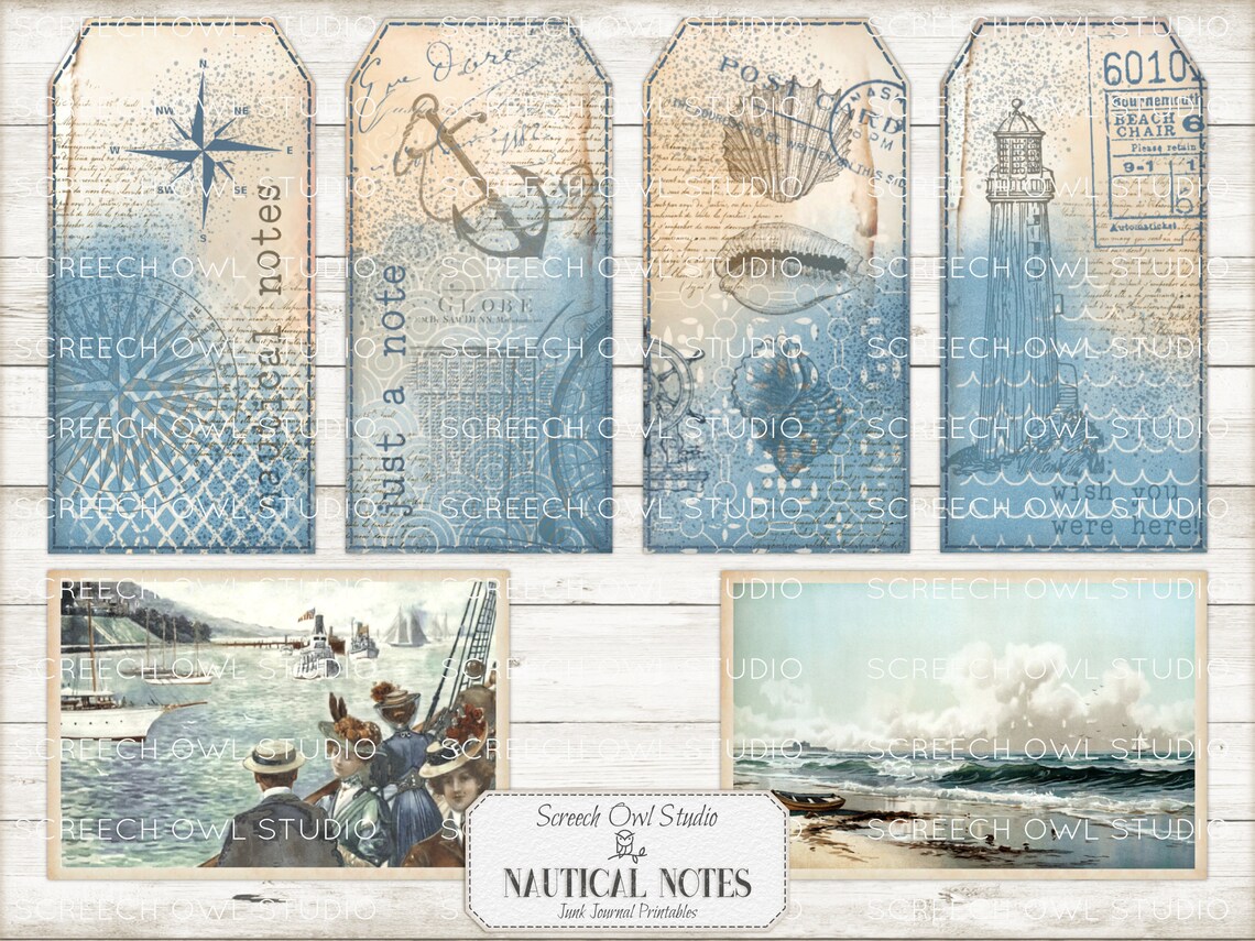 Nautical Journal Printable: Ephemera & Paper Craft Supplies (digital ...