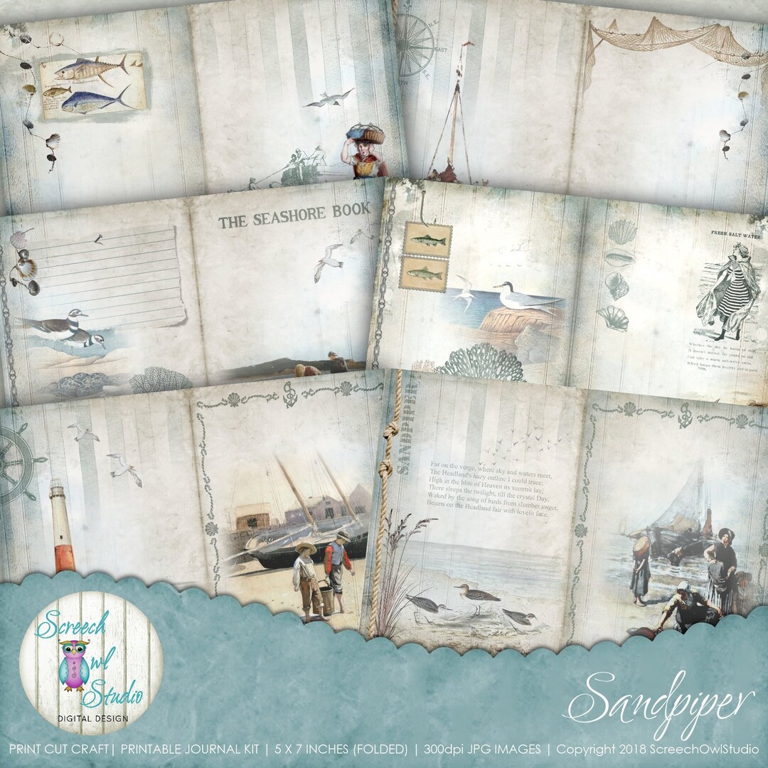Nautical Junk Journal Kit Digital Journal Pages Add-on Journal Fishing ...