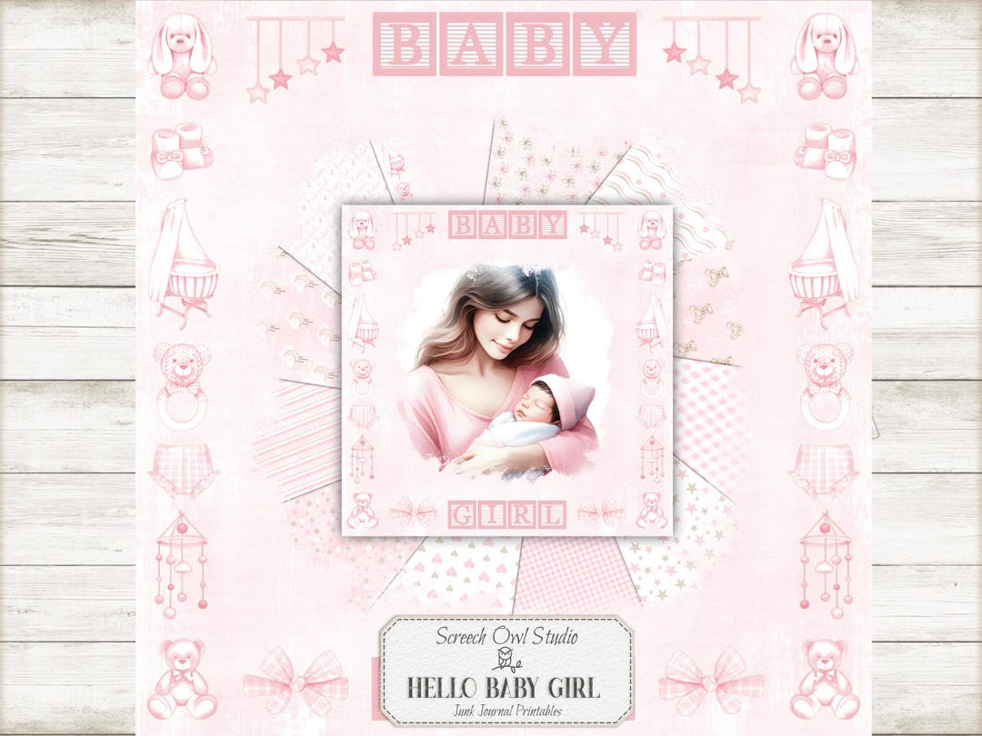 Baby Girl Scrapbook Paper Pack, Digital Scrapbooking, Paper Craft ...