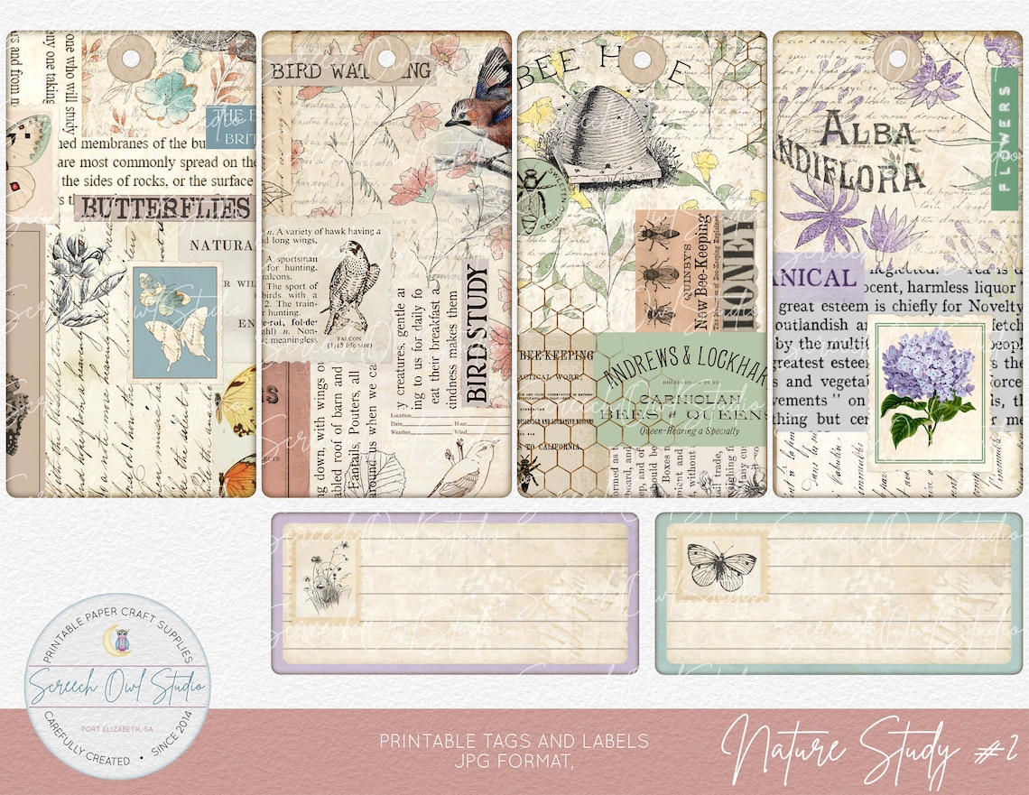 Journal Tags and Labels Printable Junk Journal Ephemera Gift - Etsy