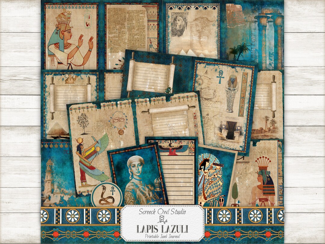 Ancient Egypt Printable Junk Journal Pages: Lapis Lazuli Ephemera ...