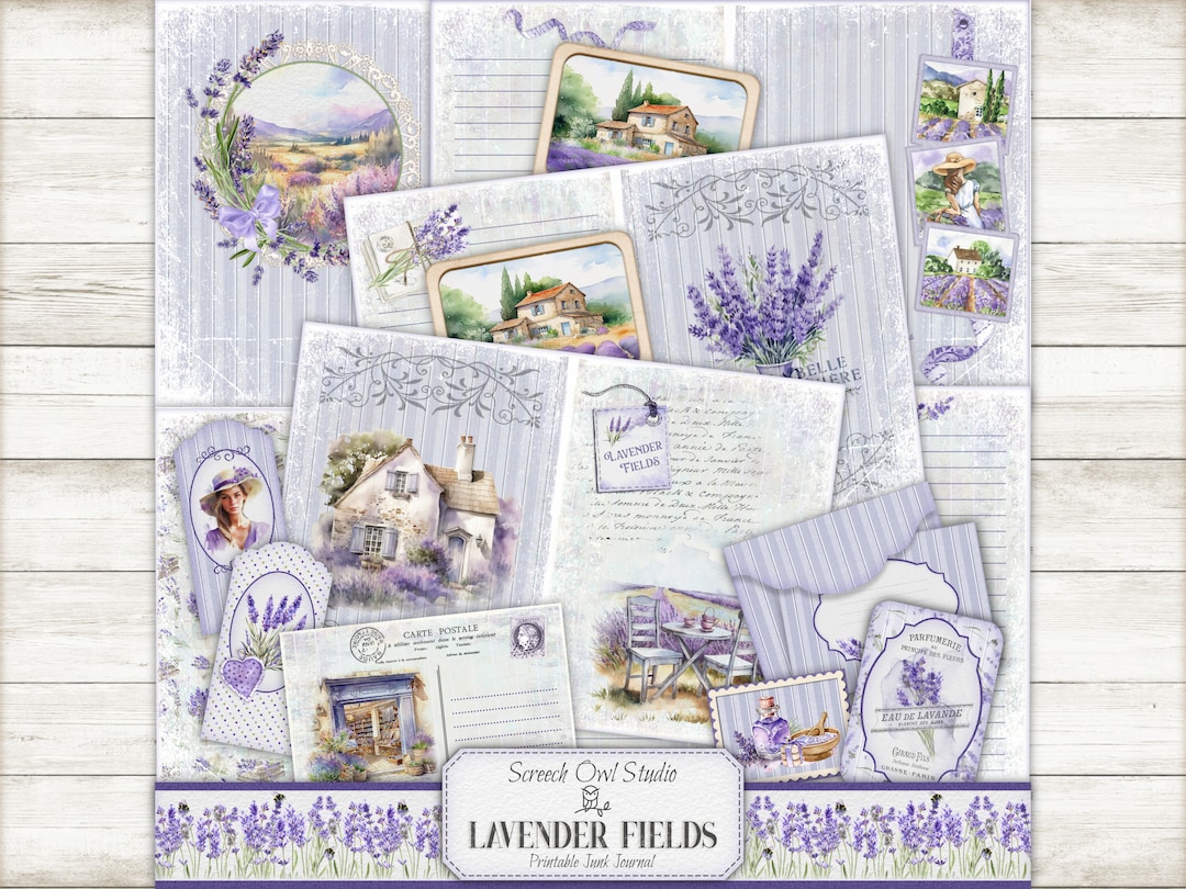 Printable Journal Kit, Lavender Themed Journal, 5.0" X 7.0" Junk ...