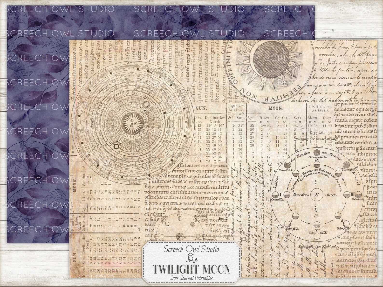 Twilight Moon Printable Paper Pack: Scrapbooking & Junk Journals ...