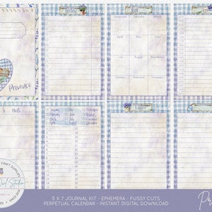 French Lavender Journal Kit, Perpetual Calendar, Fussy Cuts, Journal ...