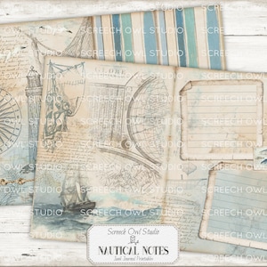 Nautical Journal Printable Journal Pages and Ephemera, Junk Journal ...