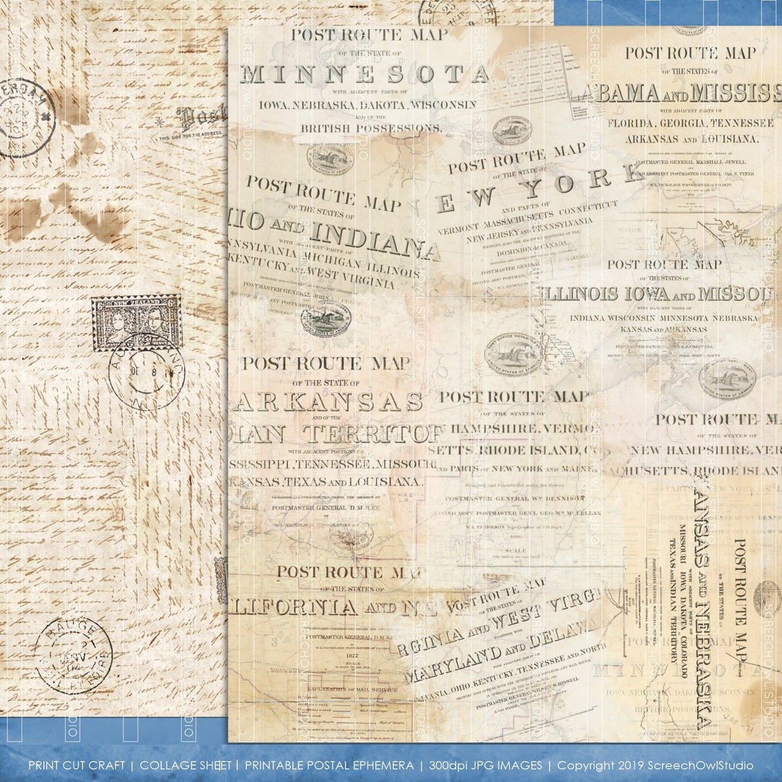 Vintage Postal Ephemera Collage Sheet Journal Ephemera - Etsy