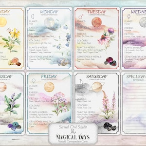 Magical Days of the Week Correspondences: Witchcraft Cards (digital ...