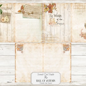 Printable Journal Pages, 5 X 7 Inch, Digital Journal Kit, Autumn Junk ...