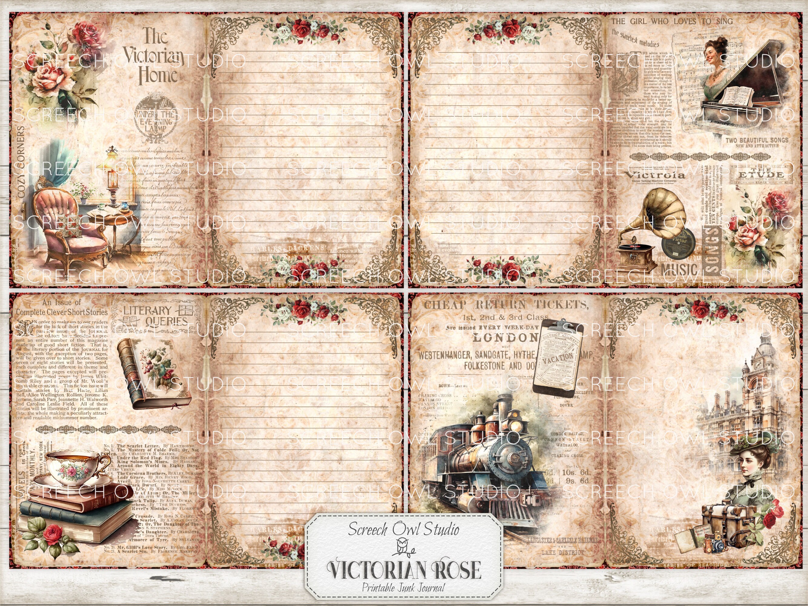 Victorian Rose Printable Junk Journal Ephemera: Vintage Ladies (digital ...