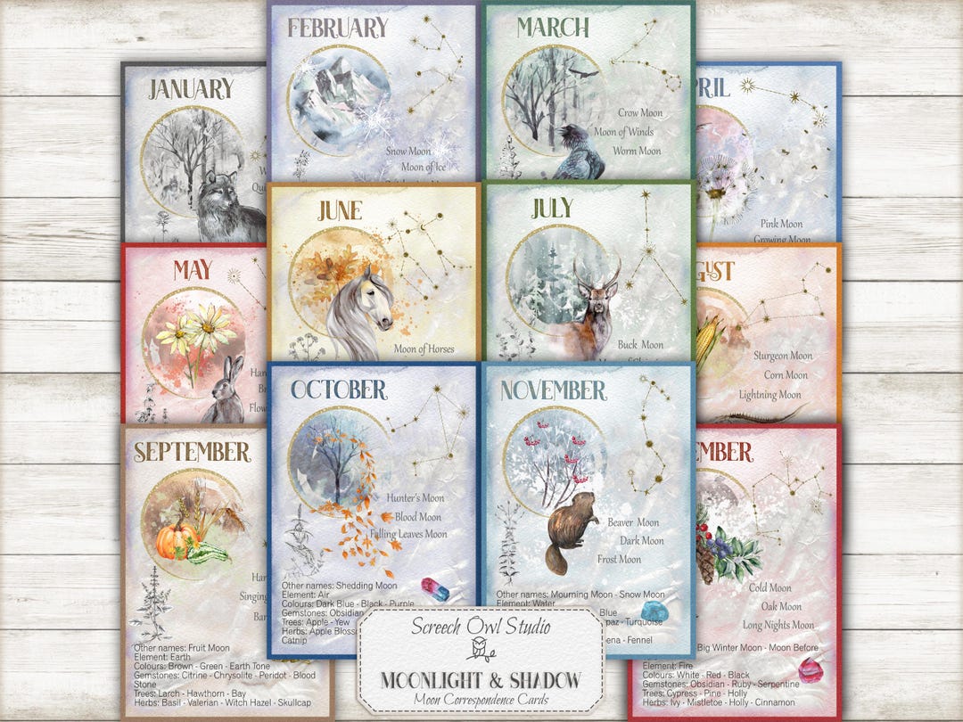 Printable Moon Correspondence Cards, Moon Magic, Book of Shadows ...