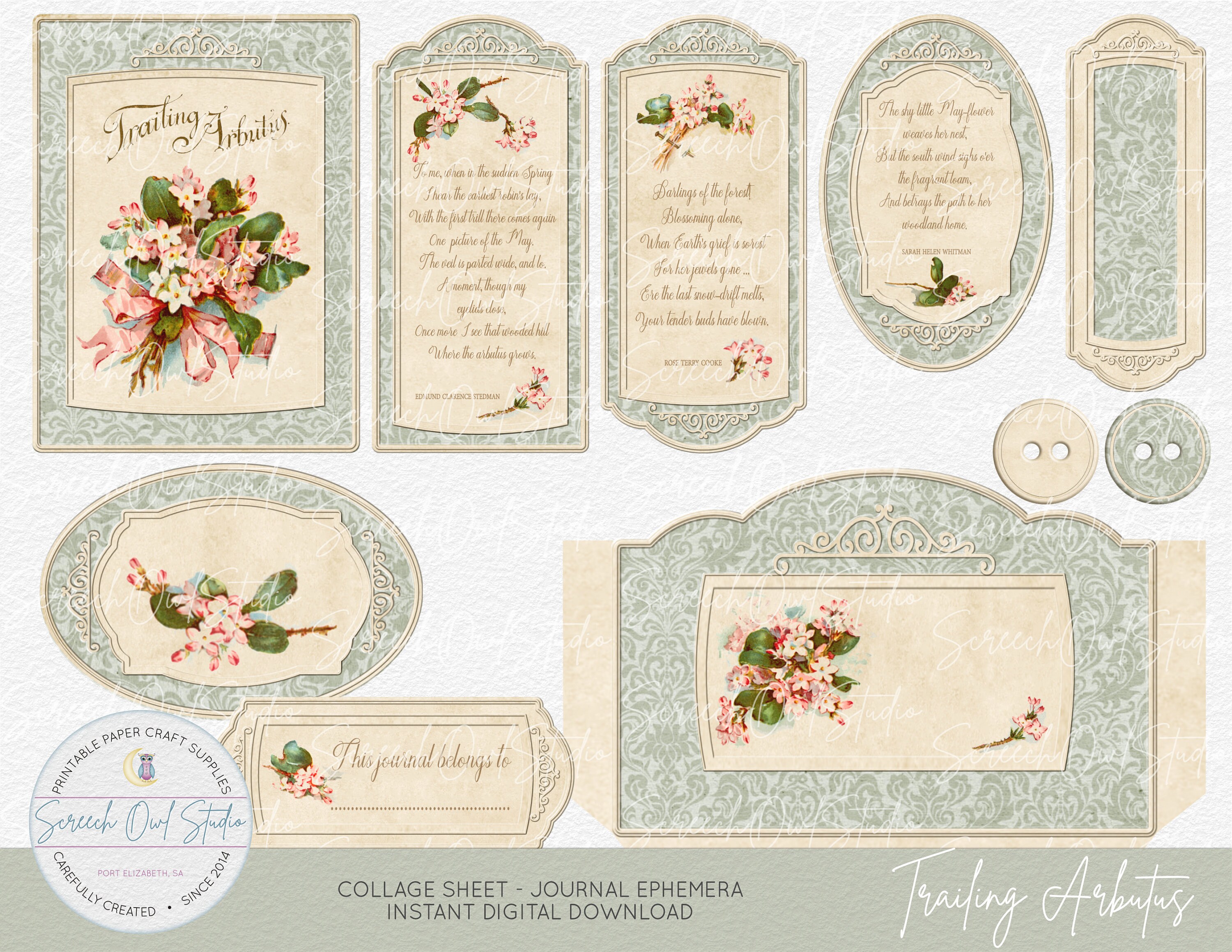 Journaling Ephemera Printable Paper Craft Supplies Weekly - Etsy