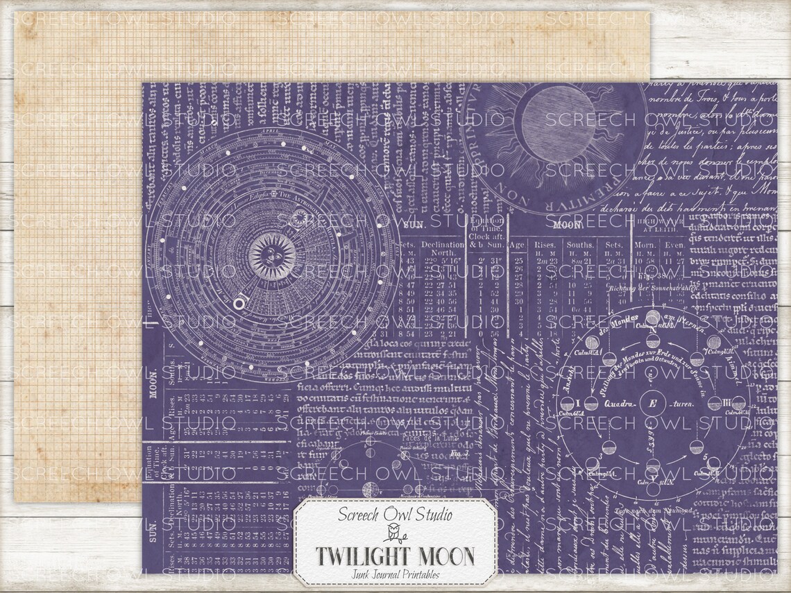 Twilight Moon Printable Paper Pack: Scrapbooking & Junk Journals ...